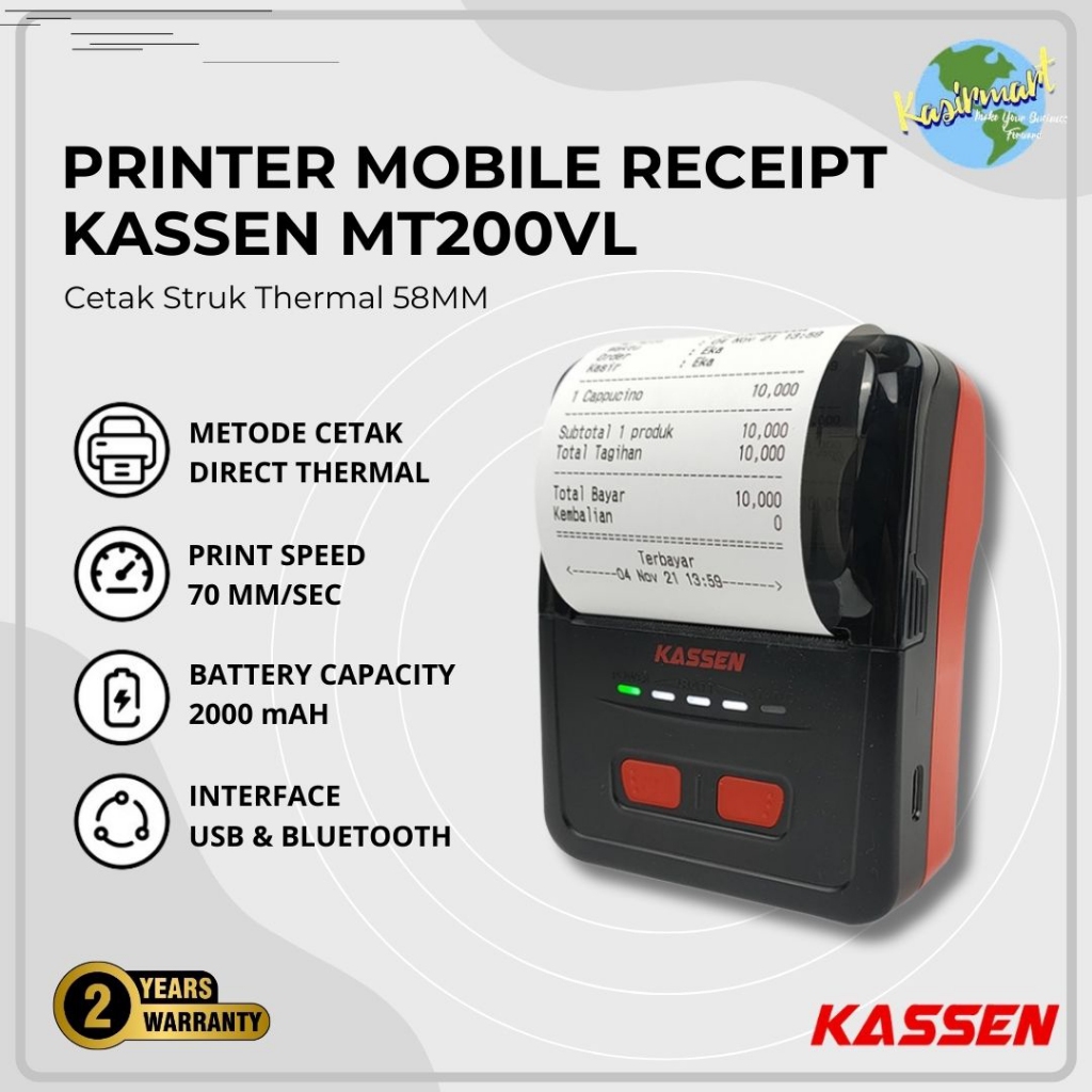 Jual Kassen MT200VL Printer Bluetooth 58mm Portable Mobile Printer ...