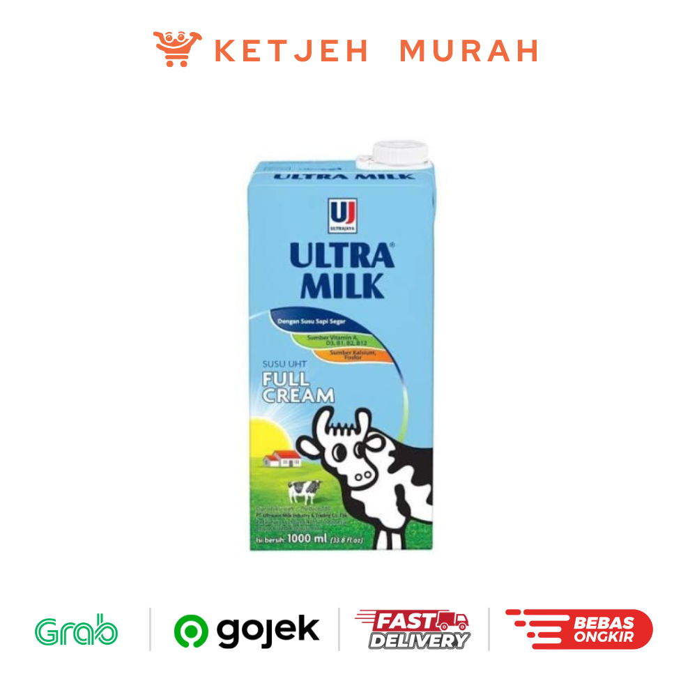 Jual Ultra Milk Susu Cair UHT Full Cream Putih 1000 ML / 1 Liter ...