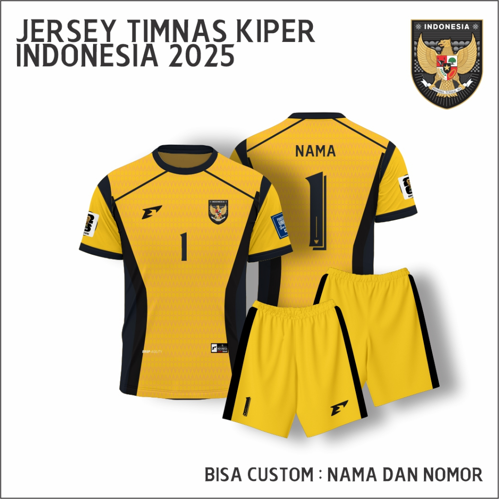 Jual Jersey Kiper Timnas Indonesia 2025 Kuning | Free Custom Nama Nomor ...