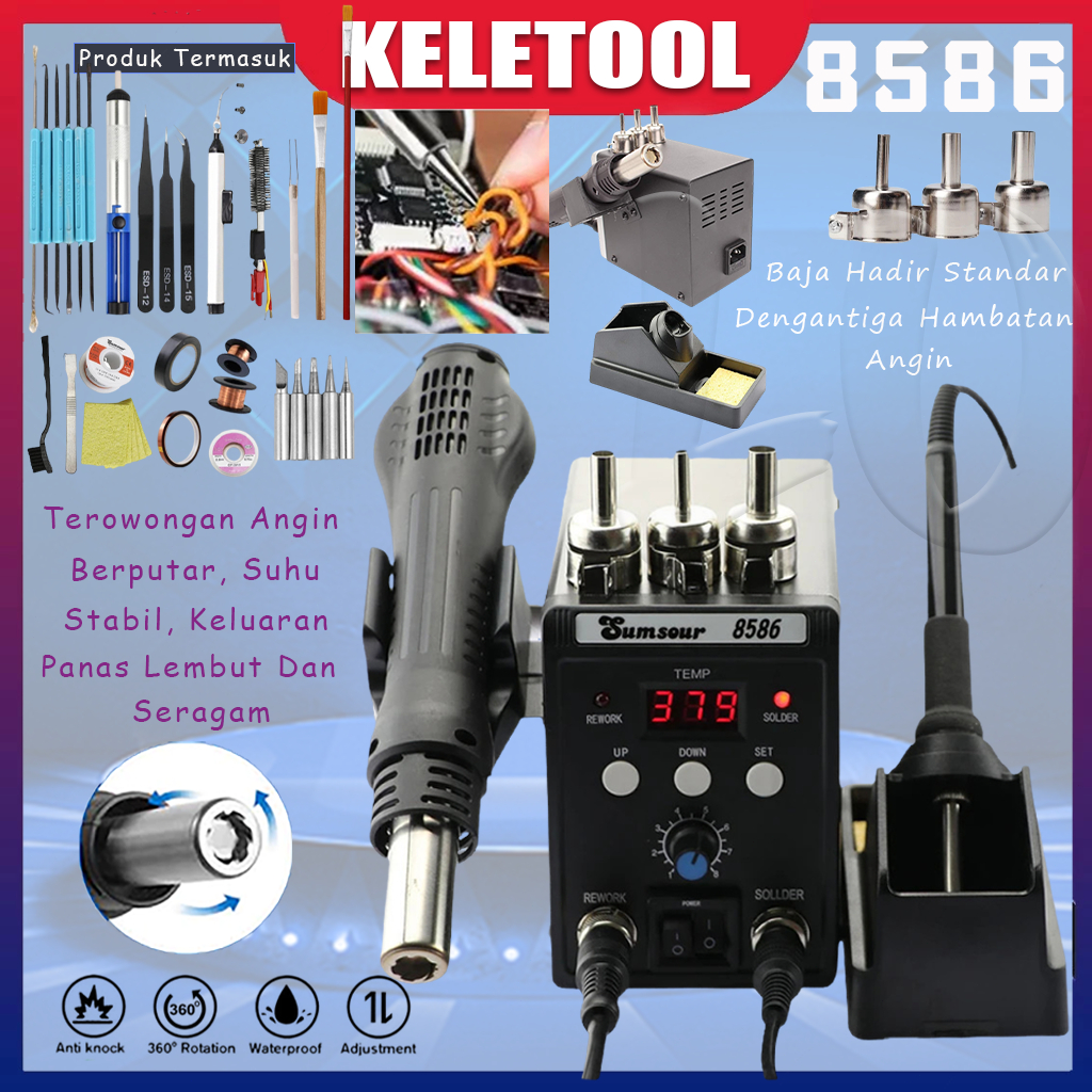 Jual Solder Station Digital 8586 Heat Gun Solder Blower 2 in 1 Solder ...