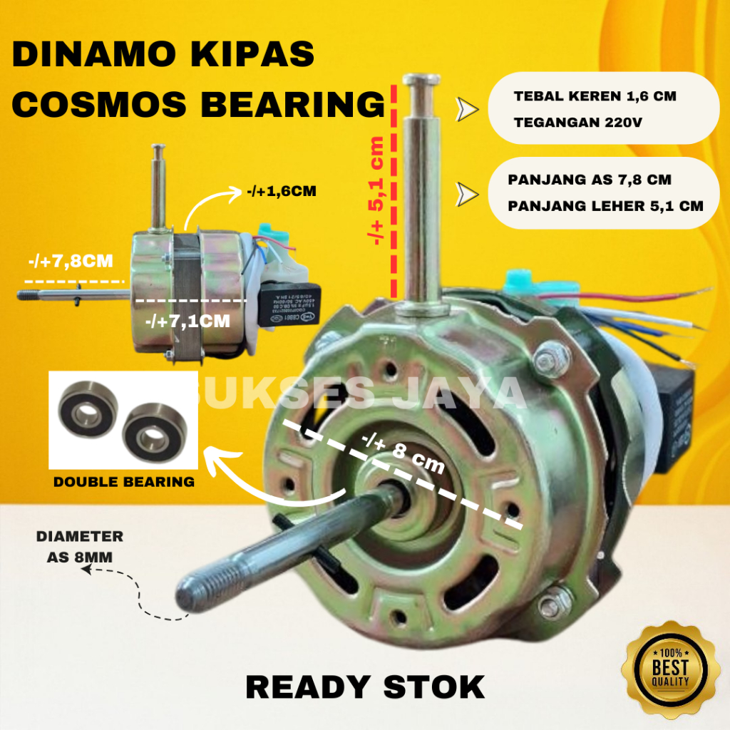 Jual DINAMO KIPAS ANGIN COSMOS BEARING 71*16/ MOTOR KIPAS ANGIN COSMOS ...
