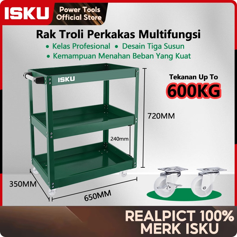 Jual ISKU Trollies Bengkel Rak 3 Susun Trolly Trolley perkakas tools ...