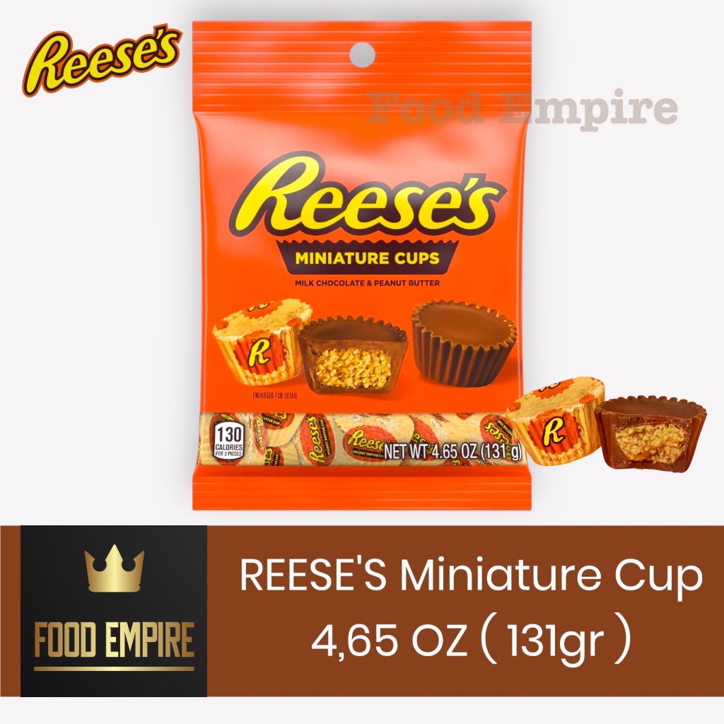 Jual REESE'S Miniature Cups 4,65 oz | REESES Milk Chocolate & Peanut Butter 131 gram | Shopee ...