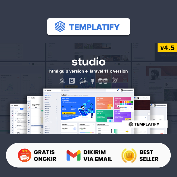 Jual Studio v4.5 - HTML & Laravel 11.x Bootstrap 5 Admin Template HTML Admin Website | Shopee ...