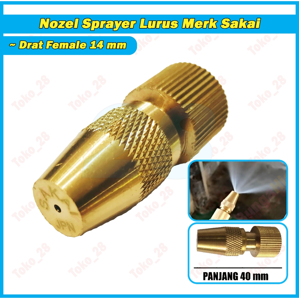 Jual Nozzle Sprayer Merk Sakai 1 Lubang Lurus Kuningan Semprotan Hama ...