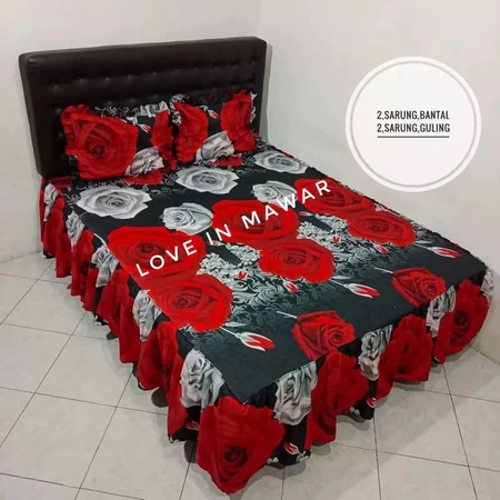 Jual Sprei Rumbai Motif Bunga King/Queen/Double/Single Free 2 sarban 2 ...