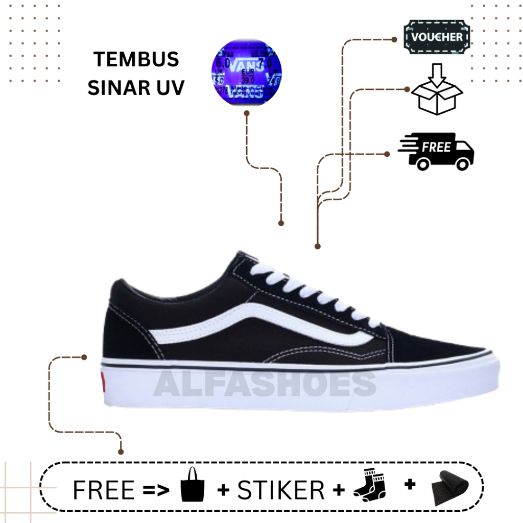 Jual Sepatu Sneakers Old Skool Classic Black White | Shopee Indonesia