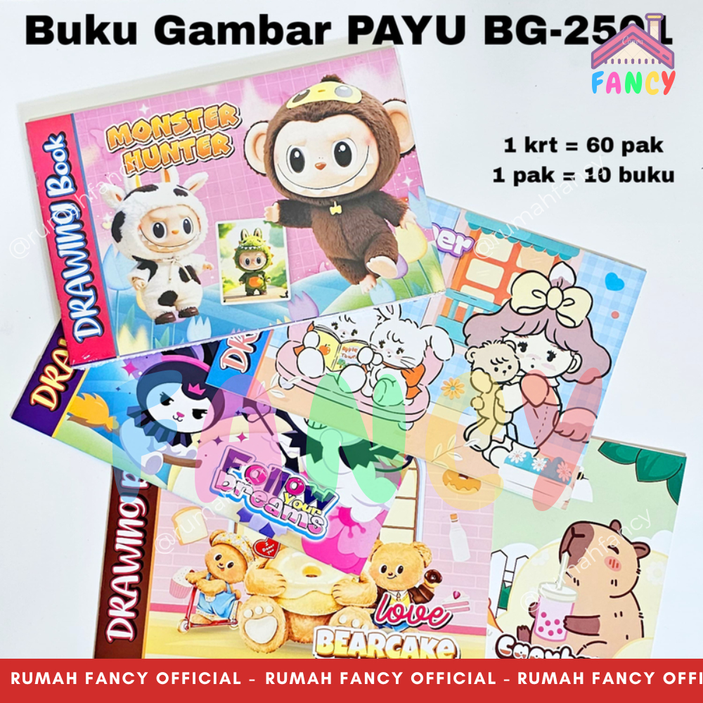 Jual [1 PAK ISI 10 PCS] Buku gambar A4 Buku Gambar Motif A4 / Karakter Kartun LAUBUBU KUR0M0I ...