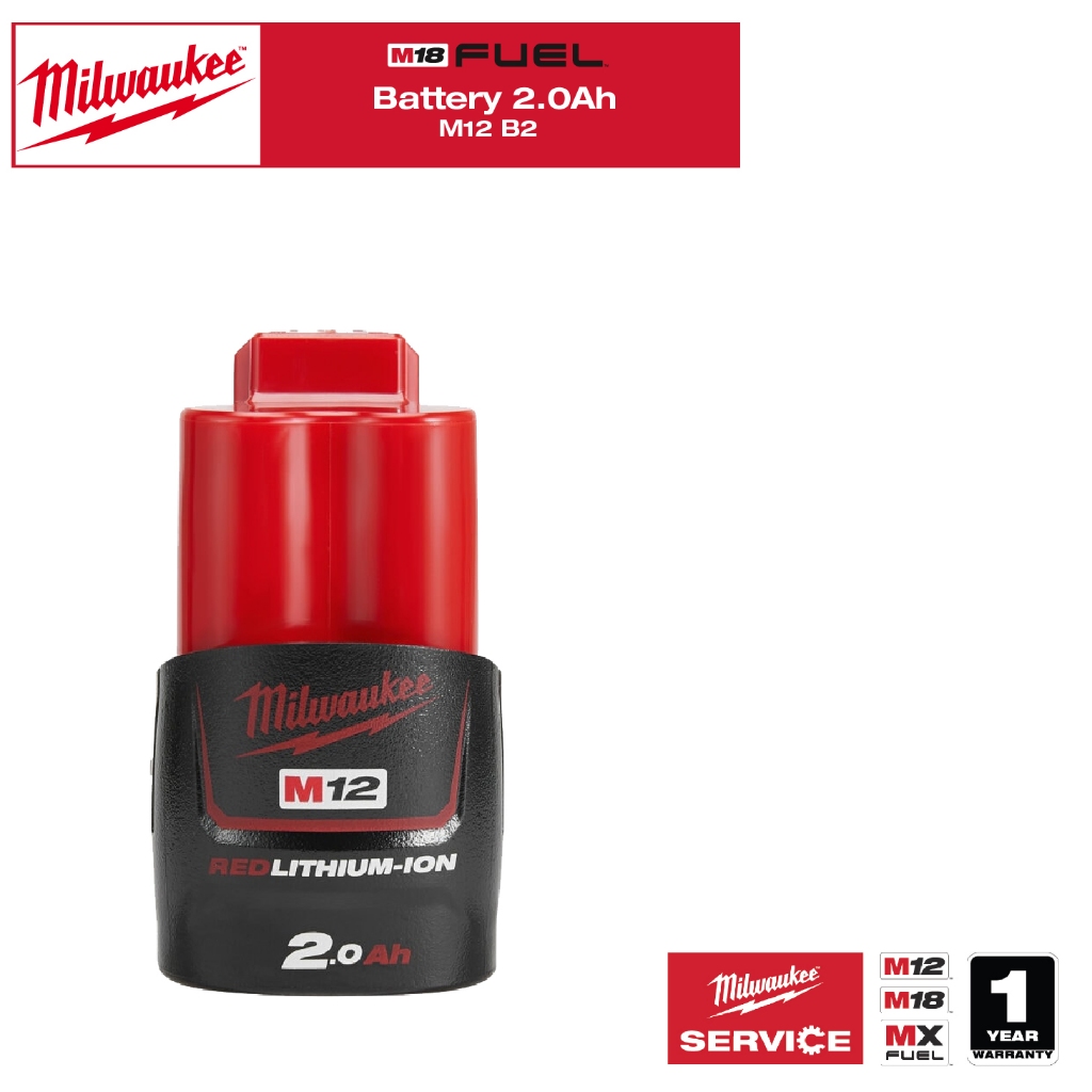 Jual Milwaukee Battery M12 B2 2.0Ah - Alat Pertukangan Professional ...