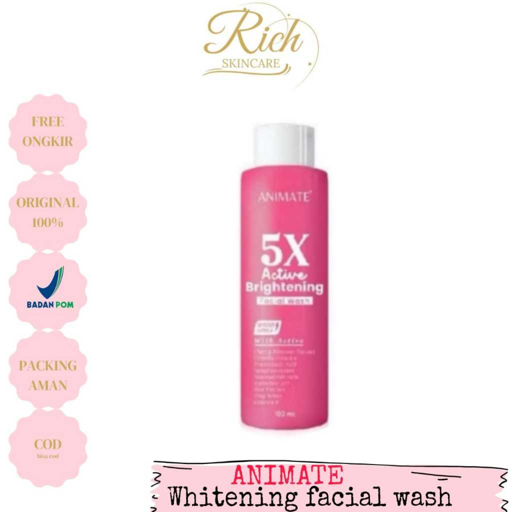 Jual Animate 5x Active Brightening Facial Wash 100 ml | Shopee Indonesia