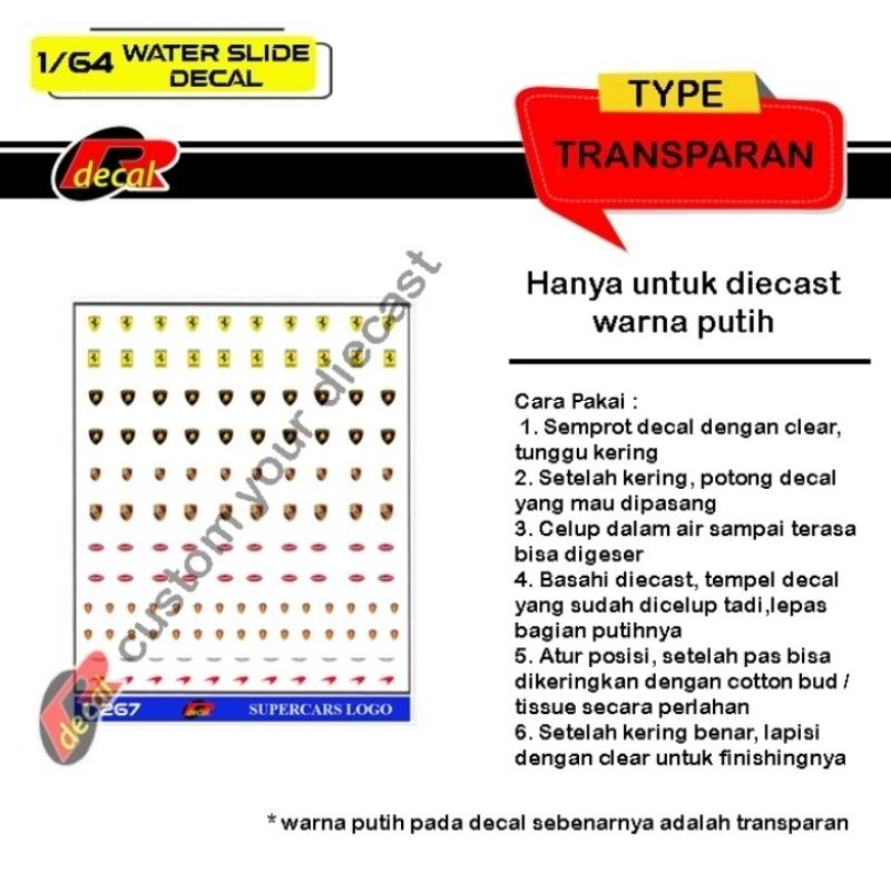 Jual T267 Decal Hotwheels Transparan 1/64 Supercars Logo | Shopee Indonesia