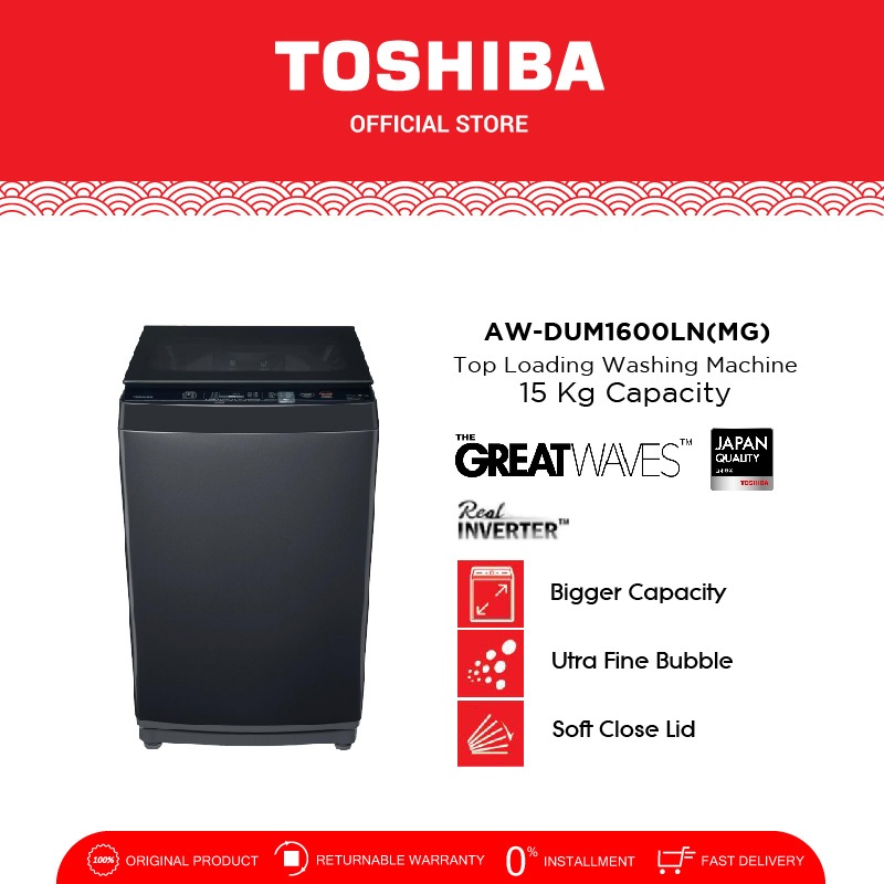 Jual TOSHIBA Mesin Cuci - Washing Machine Top Load 15kg AW-DUM1600LN(MG ...