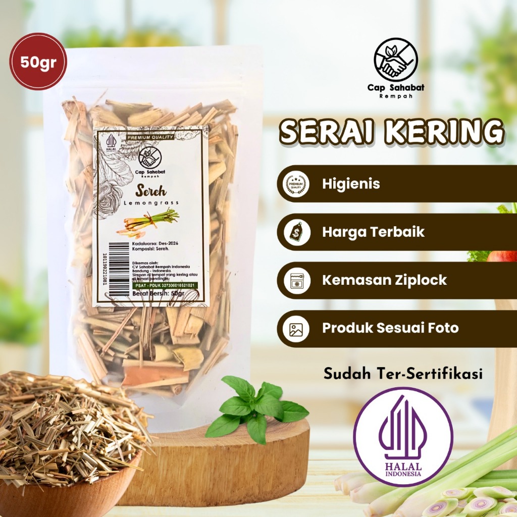 Jual 50gr Sereh Kering / Serai Kering / Murni / Dried Lemongrass ...