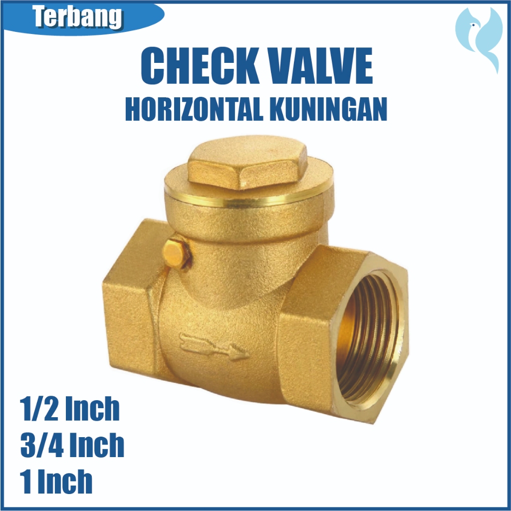 Jual Check Valve Kuningan 1/2" 3/4" 1" Klep Tabok Swing Full Tembaga 1/ ...