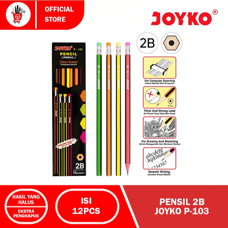 Jual Pencil | Potlot | Pensil 2B Joyko P-103 (12pcs) | Shopee Indonesia