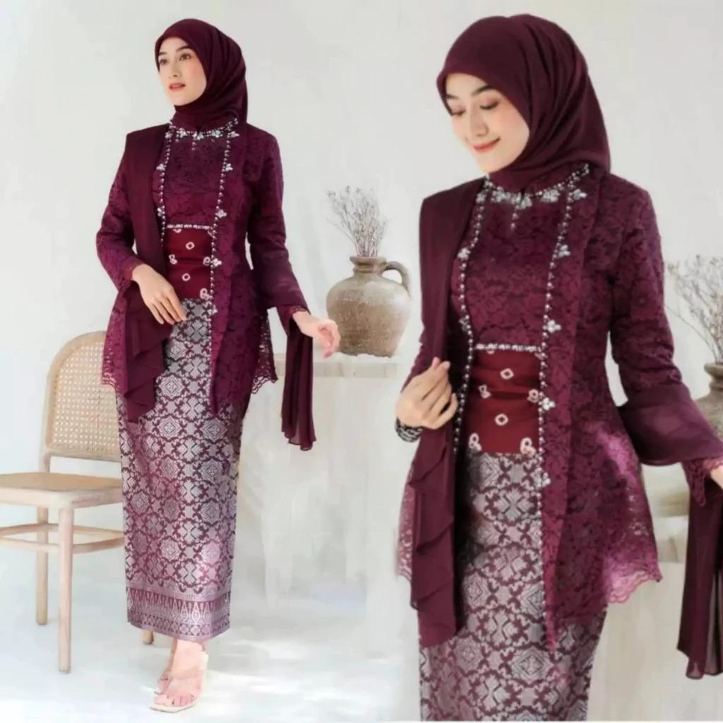 Jual Kebaya Laksmi Kutubaru Atasan Batik Free Slendang Obi belt Belt Batik Lamaran Modern Wisuda ...