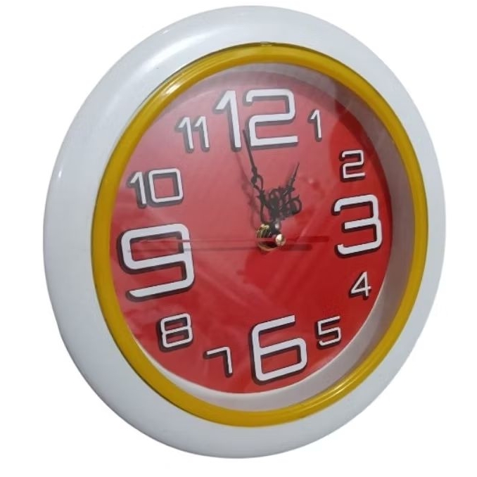 Jual Jam dinding 21cm background merah angka besar bisa di taruh di ...