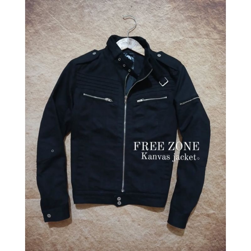 Jual Jaket casual biker/rider FREE ZONE bahan kanvas tebal second/bekas ...
