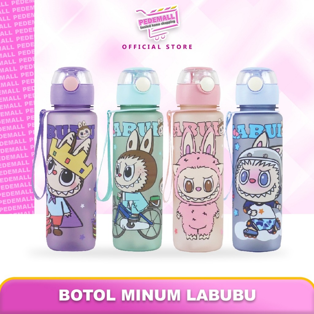 Jual Botol Minum Anak Sekolah Lucu Labubu dengan Sedotan Plastik Elastis | Shopee Indonesia