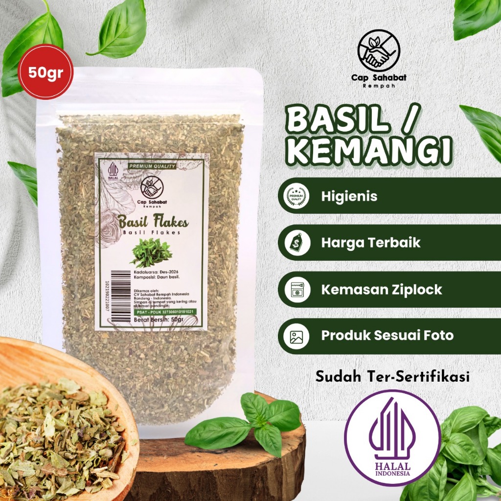 Jual 50gr Daun Kemangi / Basil Leaves / Daun Basil / Rempah / JSR 100% ...