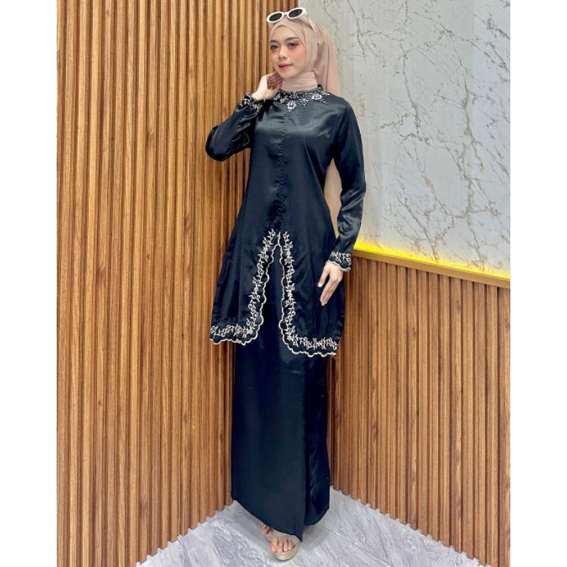 Jual Setelan Baju Kurung Melayu Payet mix Bordir Kiandra Premium | Shopee Indonesia
