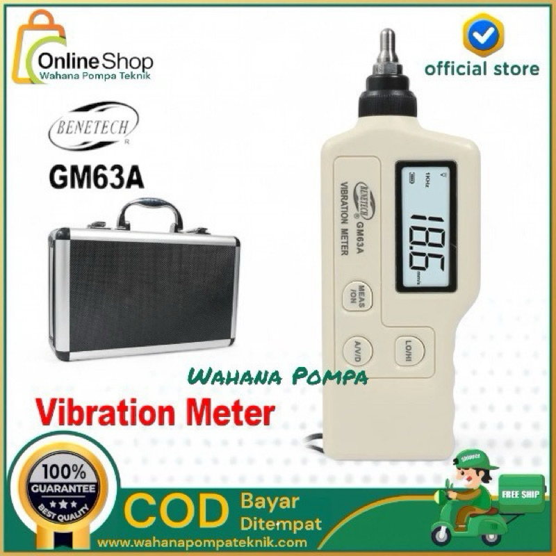 Jual Vibration Meter GM63A Benetech ORIGINAL Vibrometer Tester GM-63A ...