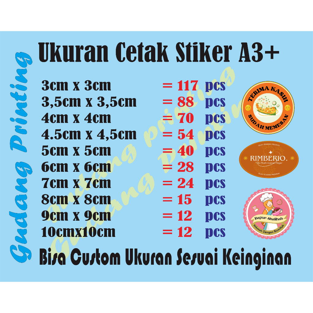 Jual Cetak sticker / stiker Cromo A3+ print Label Kemasan Chromo cetak ...