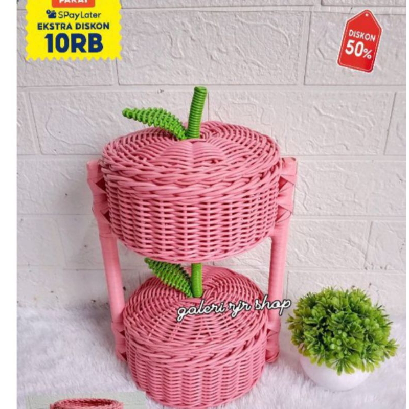 Jual RAK BUMBU DAPUR estetik dan rak bawang Rotan/sintetic bentuk (apel ...