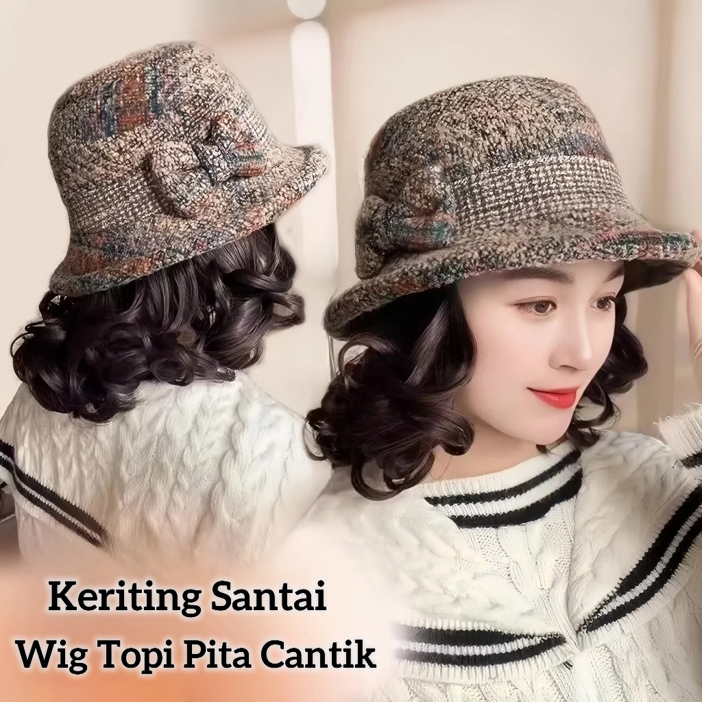 Jual Topi Wig Satu Pendek Rambut Keriting, Mode Kotak-kotak Nelayan ...