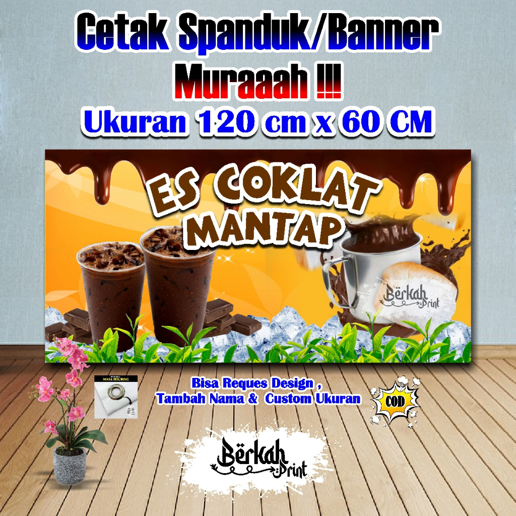 Jual Spanduk Banner Es Coklat Ukuran 120 cm x 60 cm | Shopee Indonesia