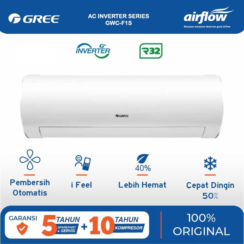 Jual AC GREE 1/2 PK (0.5 PK) SPLIT - GWC-05F1S INVERTER SERIES | Shopee ...