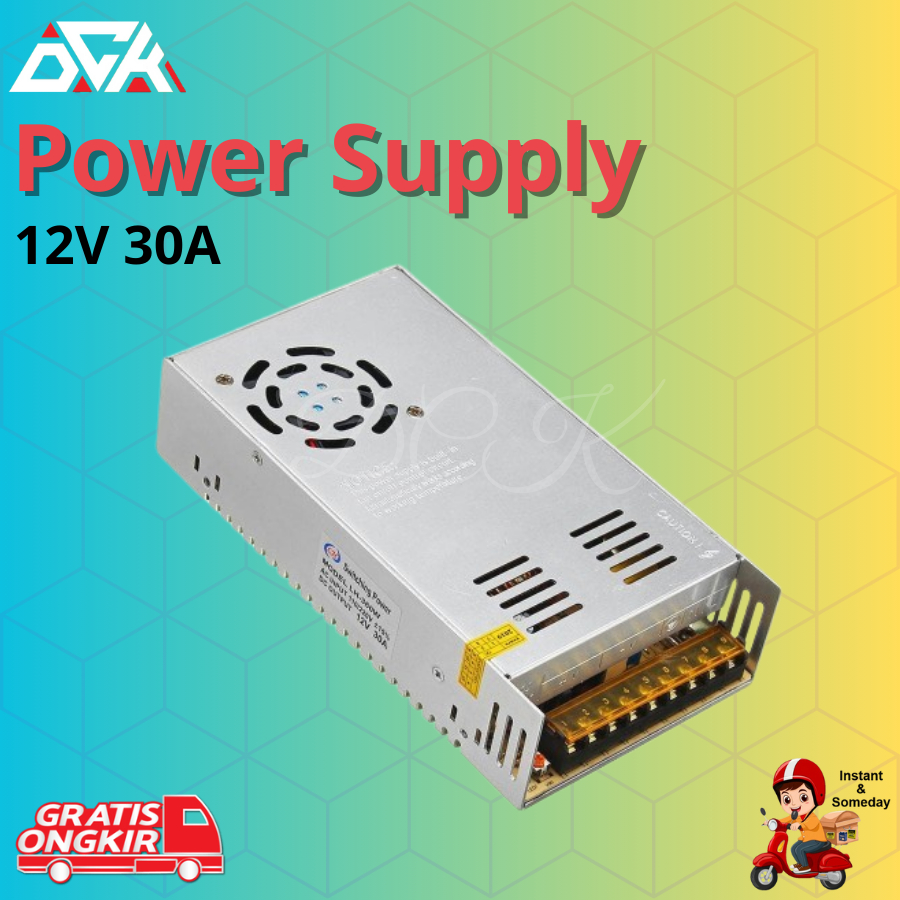 Jual Power Supply 12V 30A Switching Adaptor Jaring DC 12 Volt 30 Ampere LED PSU | Shopee Indonesia