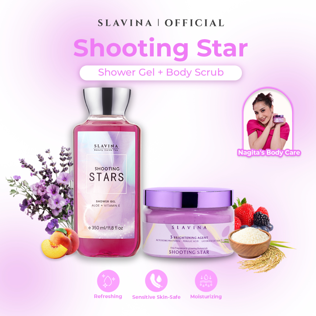 Jual SLAVINA Shower Advanced Shooting Stars (Body Scrub + Shower Gel ...