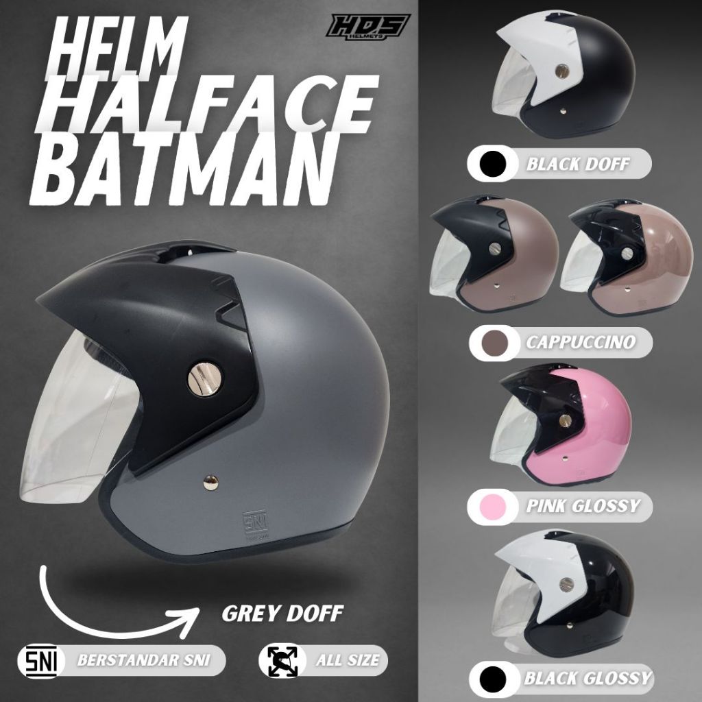 Jual Helm Half Face Bogo Dewasa HDS Helmet BATMAN PREMIUM Untuk Pria ...