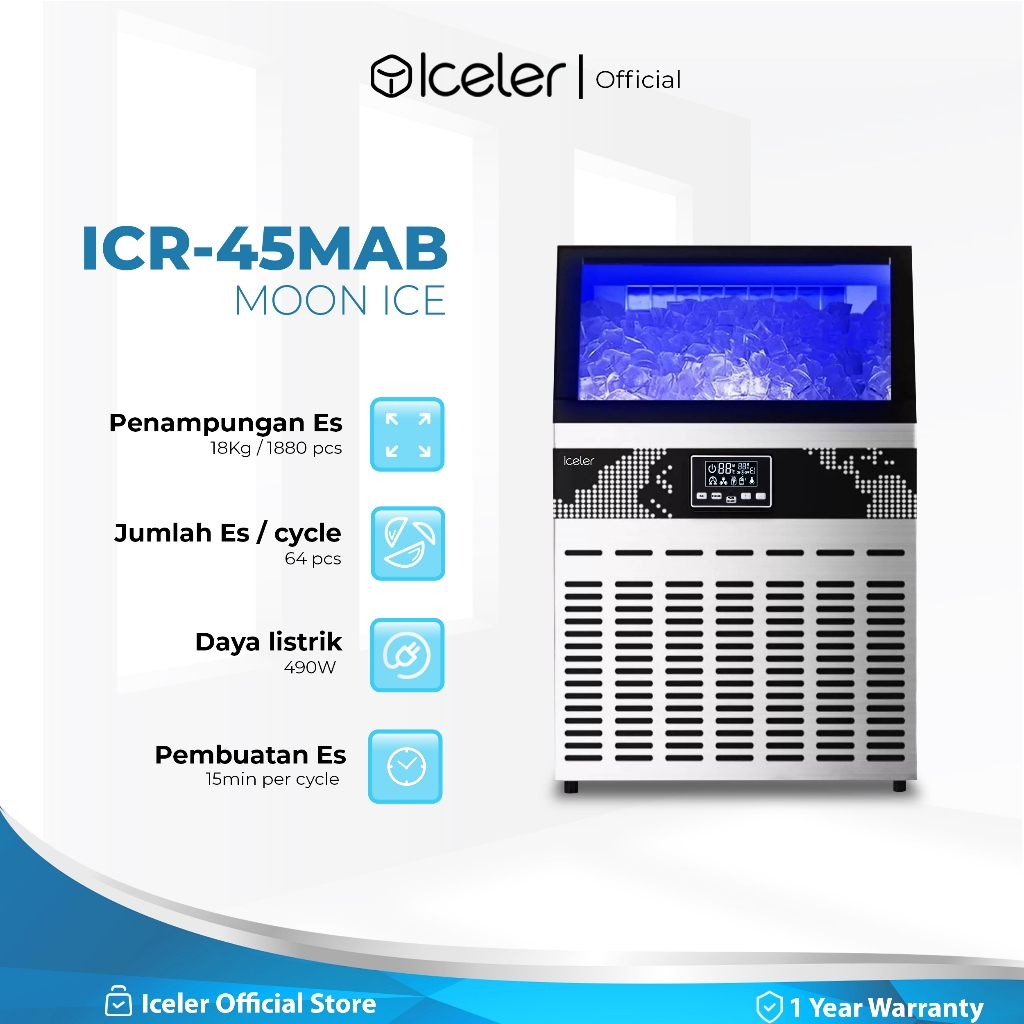 Jual Iceler Mesin Es Crescent Moon Ice Maker 50kg/24Jam Es Transparan ...
