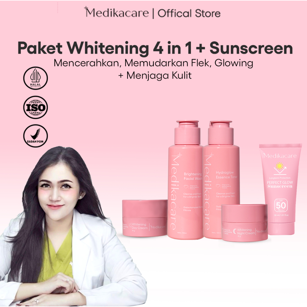 Jual Medika Care Paket Premium Whitening 4 IN 1 + Sunscreen | Mencerahkan, Memudarkan Flek ...