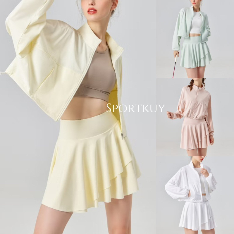 Jual SPORTKUY - Delia One Set Outer Top Skirt Sport Fitness Running ...