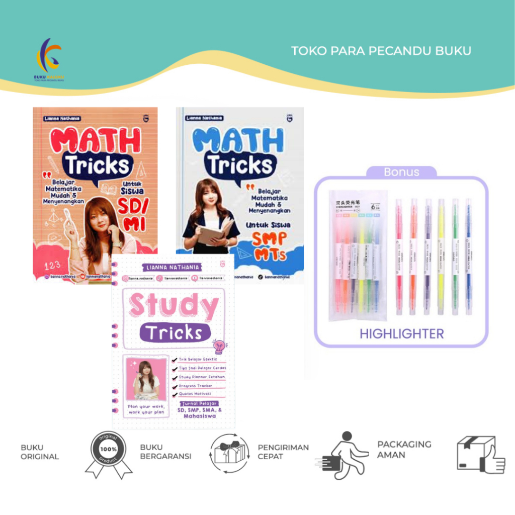 Jual ( Free Highlighter ) Buku Math Tricks Study Tricks SD SMP - Lianna Nathania - Bmedia ...