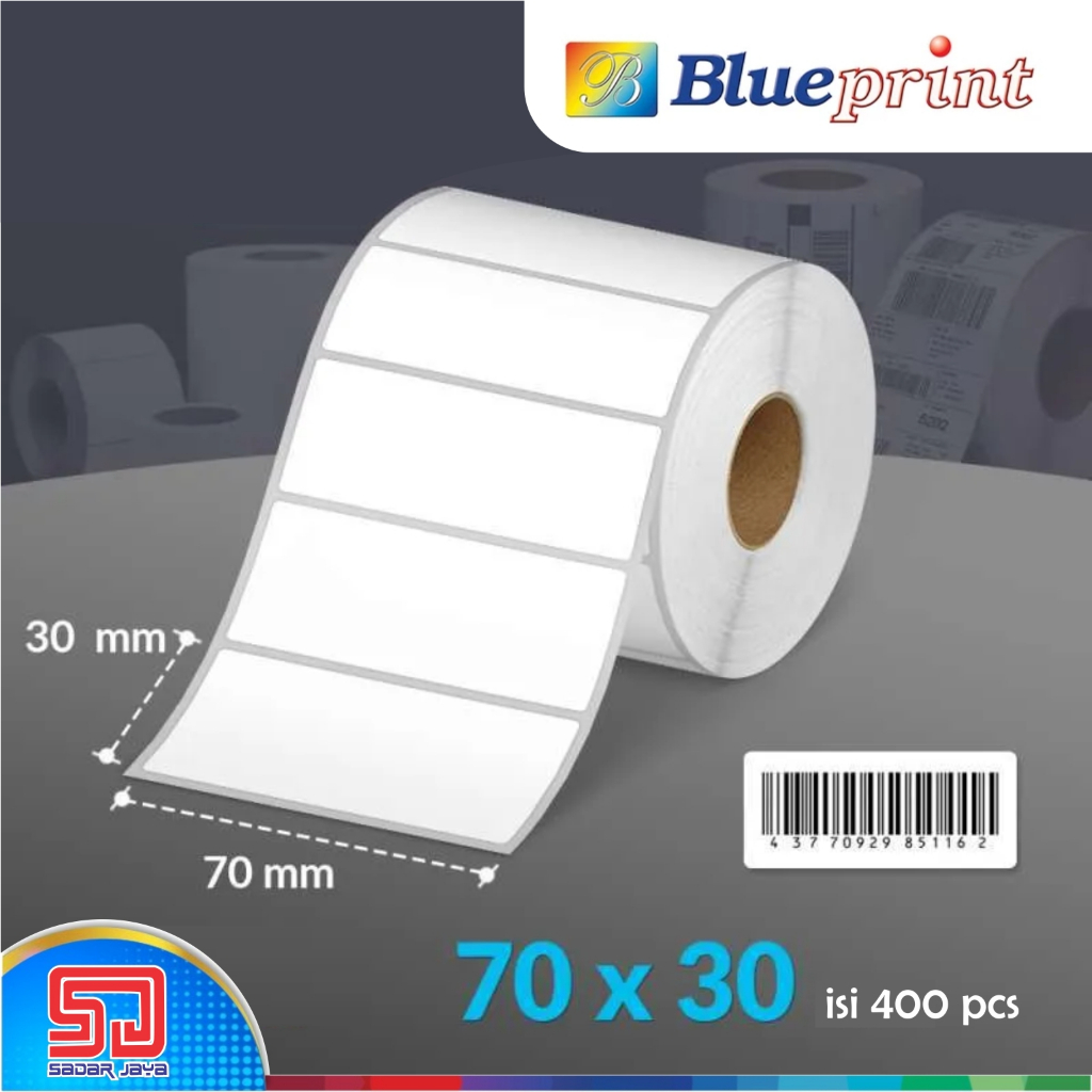 Jual Direct Thermal Sticker Label 70 x 30 mm Blueprint Label Barcode ...
