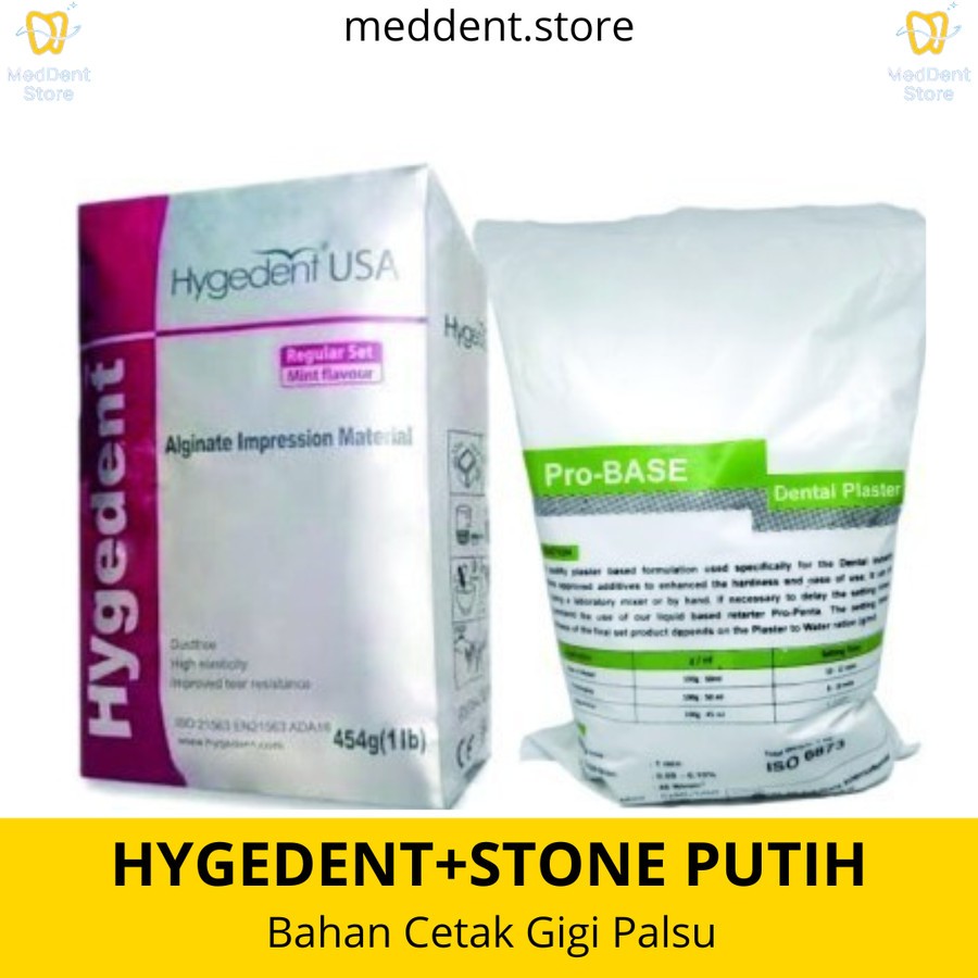 Jual Paket Bahan Cetak Gigi Alginate Hygedent Regular Set 454g & Gips ...