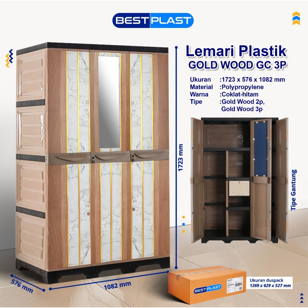 Jual Lemari Plastik Pakaian Serbaguna 3 Pintu Kaca Best Plast by Olymplast | Shopee Indonesia