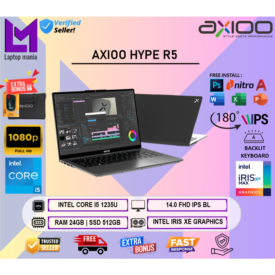 Jual NEW Axioo Hype R5 Intel Core I5 1235U 24GB LPDDR5 512GB 14 inch ...