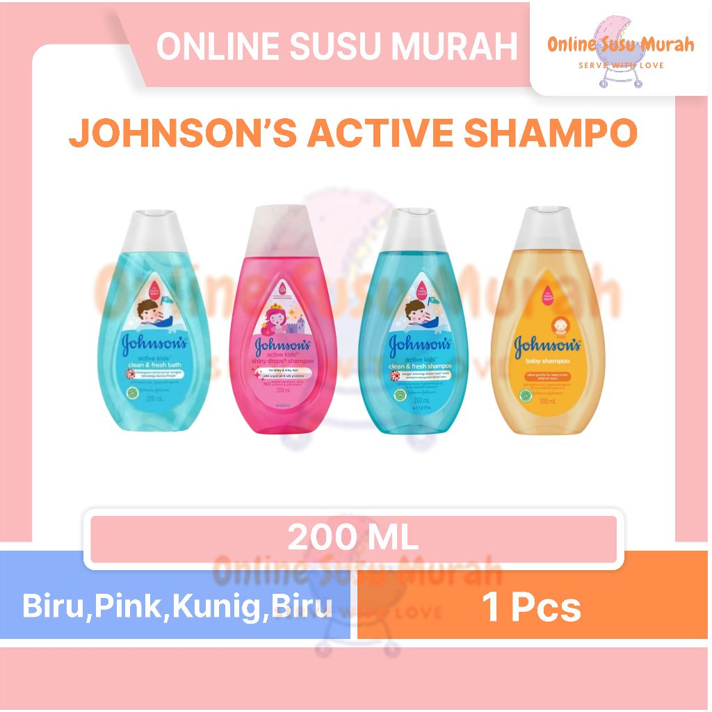 Jual JOHNSON'S ACTIVE KIDS CLEAN & FRESH SHAMPOO BIRU PINK 200ML / BABY ...