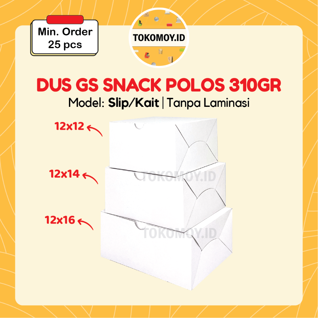 Jual Dus Snack GS Polos Uk. 12x12 , 12x14 , 12x16 Tanpa Laminasi Tebal ...