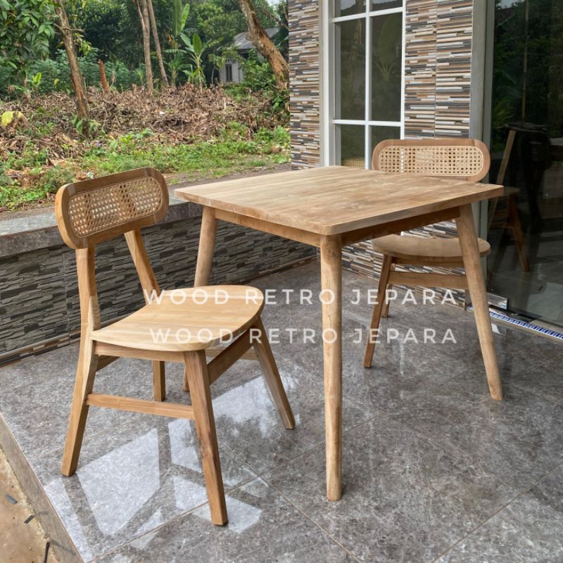 Jual Set Meja Makan Tebal TOP Meja 3cm Kursi Ropan Rotan Harga Murah - Kursi Cafe Resto ...
