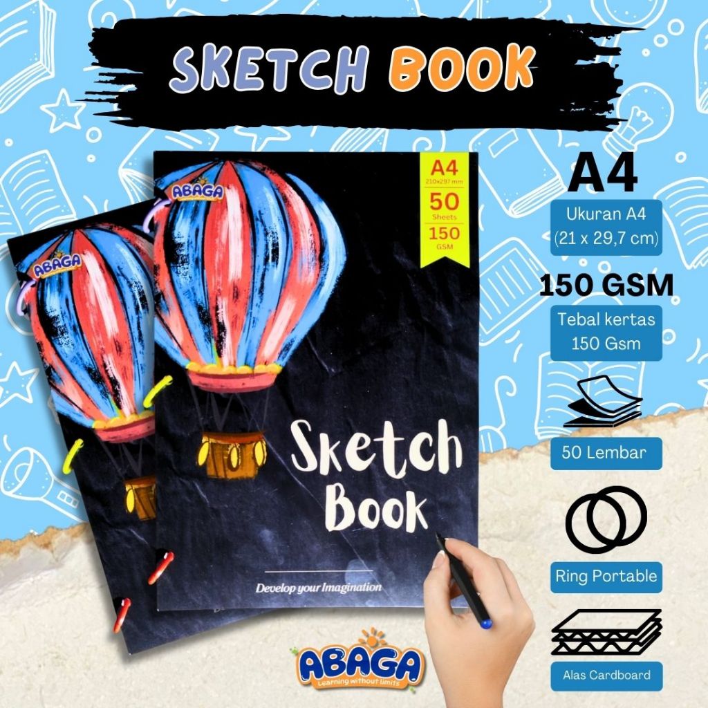 Jual ABAGA Sketch Book / Buku Gambar Sketsa A4 150GSM 50 Lembar ...