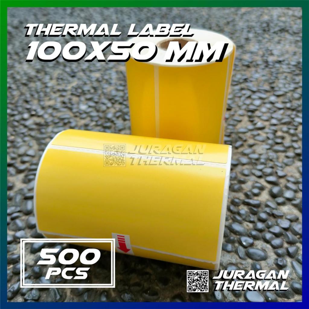 Jual Label Thermal Kuning 100 X 50 (1 Line) Kertas Sticker Yellow Barcode 100x50 mm isi 500 pcs ...