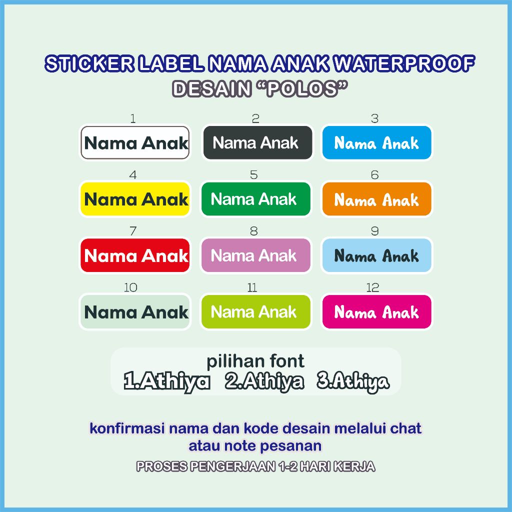 Jual Stiker Label Nama Anak Custom Waterproof Tahan Air DTF UV Untuk ...
