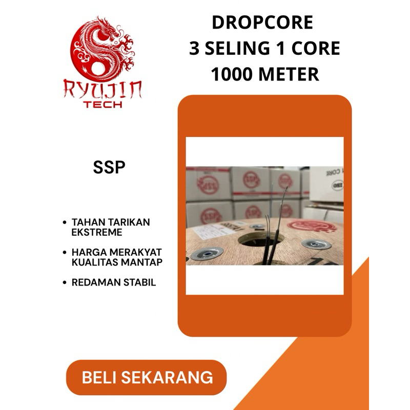 Jual Kabel Dropcore Fiber Optik 1 Core 3 Seling 1000M – Kabel SSP FTTH ...