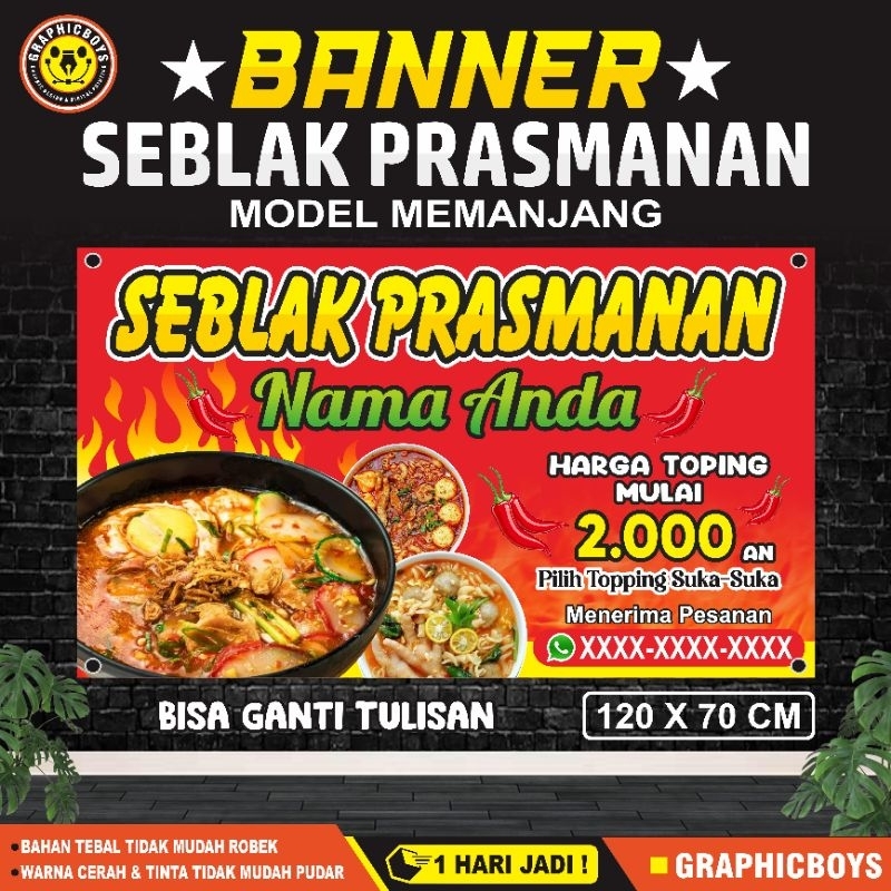 Jual Spanduk Seblak Prasmanan Terbaru Model Memanjang, Banner Seblak ...